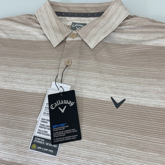 Callaway | Shirts | Callaway Mens Optidri Latte Striped Golf Polo Size ...
